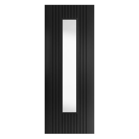 JB Kind Aria Grooved Black Pre-Finished 1 Light Glazed Internal Door ...