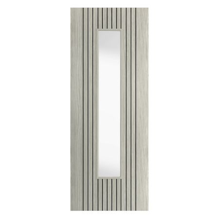 JB Kind Aria Grooved Grey Pre-Finished 1 Light Glazed Internal Door ...
