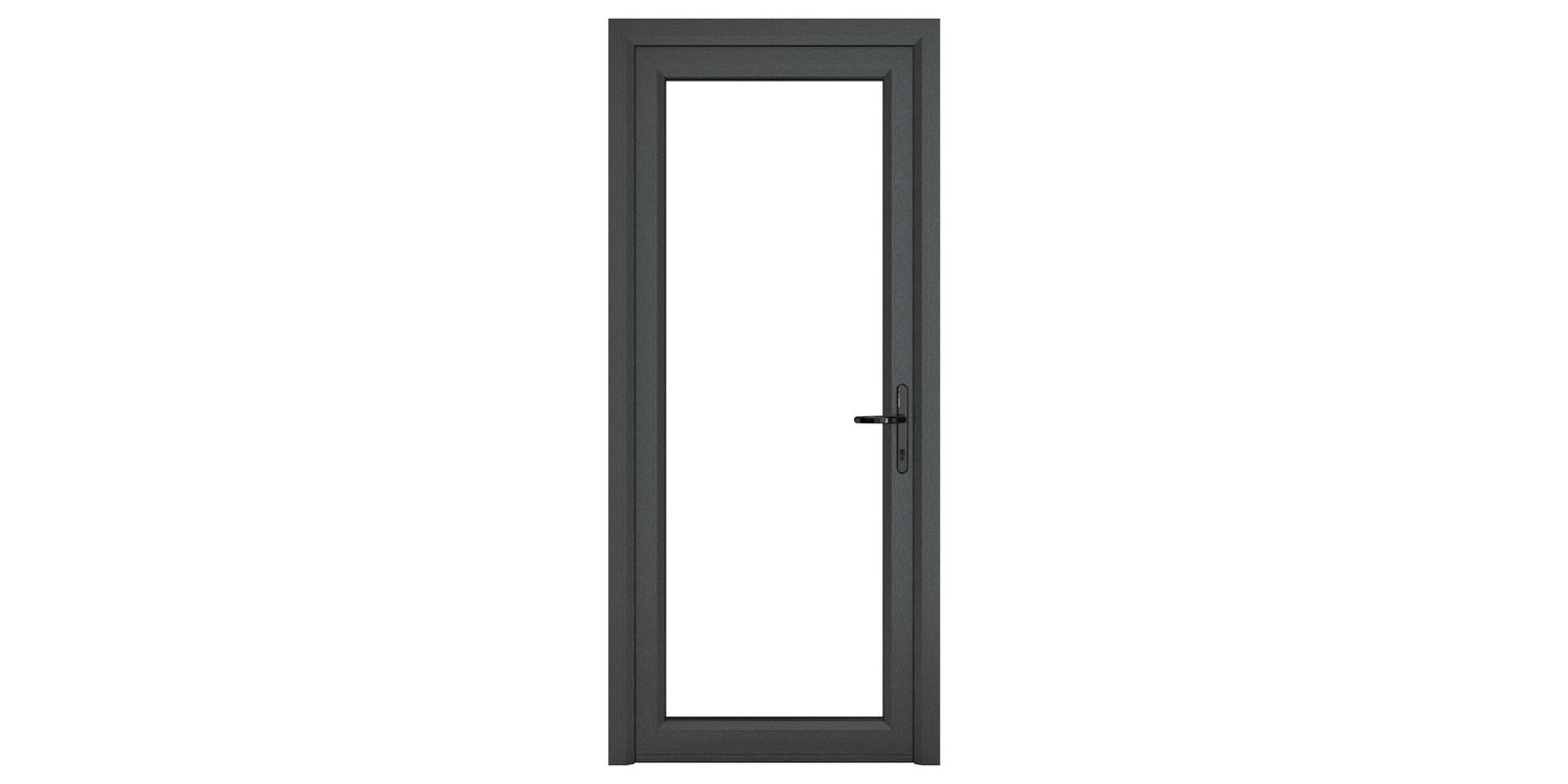 Crystal Anthracite Grey uPVC Fully Glazed External Door (Left Hand Open ...