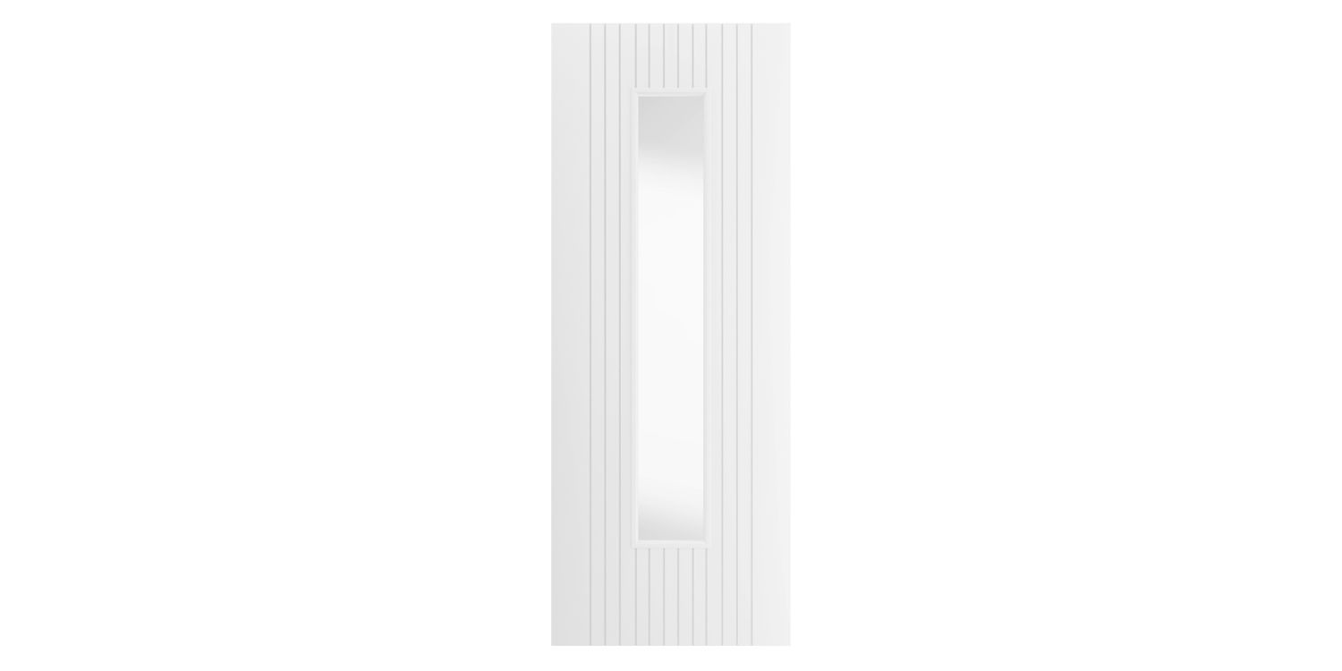JB Kind Aria Grooved White Primed 1 Light Glazed Internal Door from £135.06