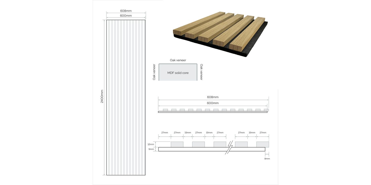 JB Kind Oak Acoustic Wall Panel Sample (200mm x 100mm) only £4.49