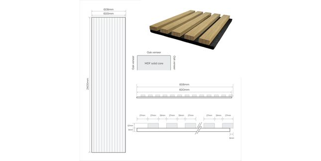 JB Kind Oak Acoustic Wall Panel Sample (200mm x 100mm) only £4.49