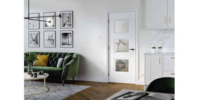LPD Amsterdam White Primed 3 Light Glazed Internal Door from £284.48